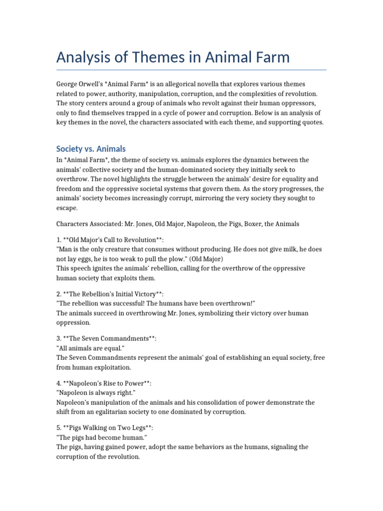Animal Farm Complete Analysis | PDF