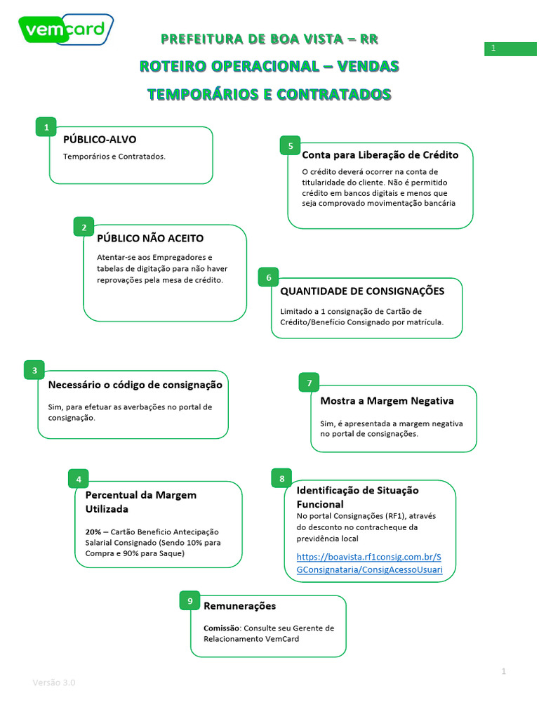 Roteiro Operacional - VENDA_VEMCARD_PREF. BOA VISTA _v3_ Roteiro Temporário | PDF | Crédito ...