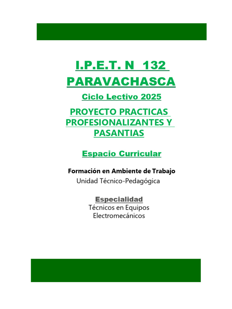 Proyecto Pasantias 7 Ac Ipet 132 2025 | PDF | Enseñando | Plan de estudios