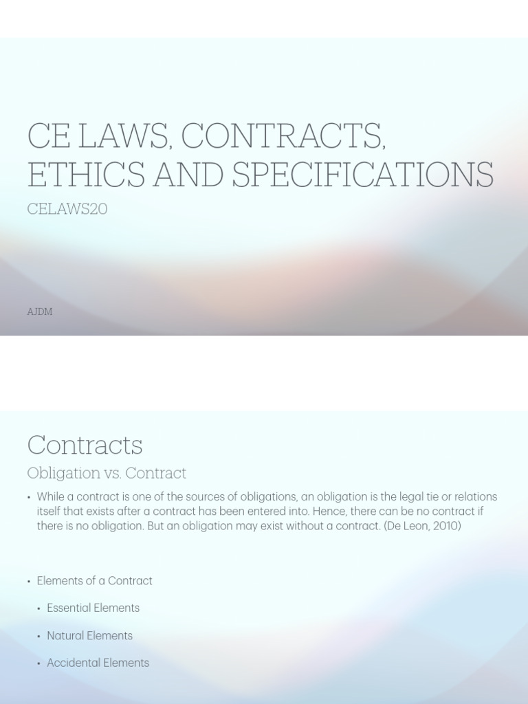 CELAWS20 - CE Laws - L6 - Contracts | PDF | Civil Law (Legal System ...