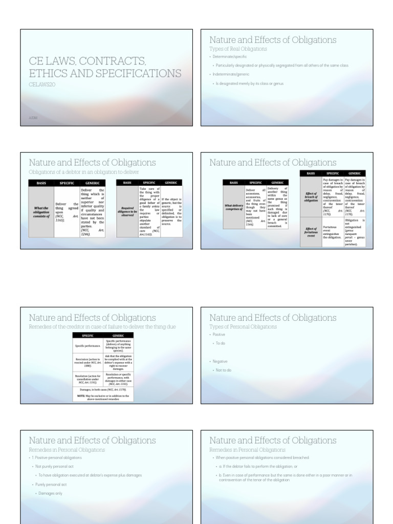 CELAWS20 - CE Laws - L5 - Obligations 2 | PDF | Private Law | Common Law