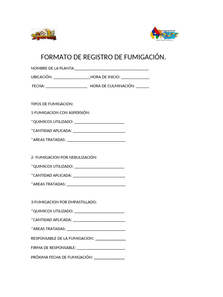 Formato de Registro de Fumigación | PDF