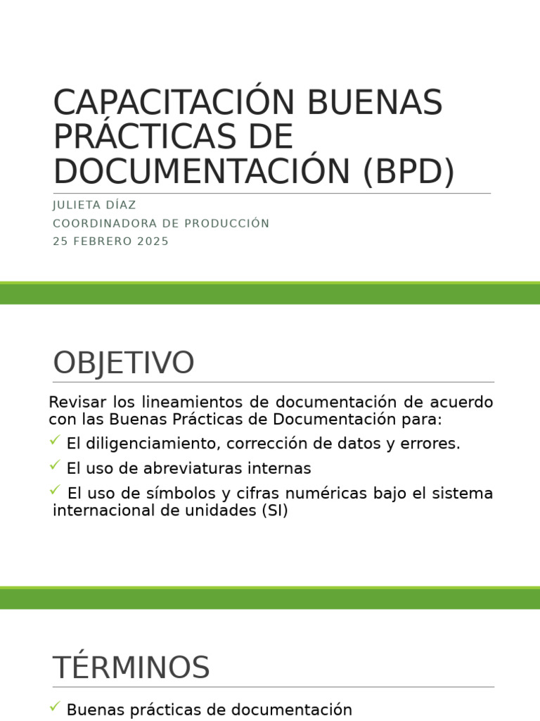 Capacitación Buenas Prácticas de Documentación 2025 | PDF