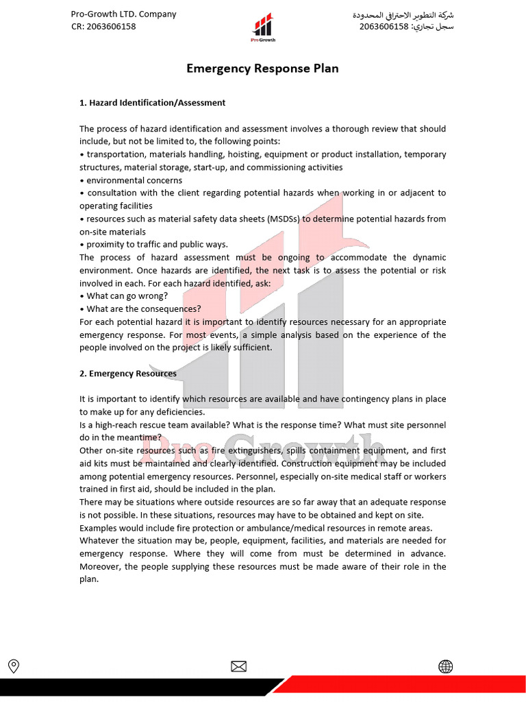 emergency response plan | PDF | Emergency | Hazards