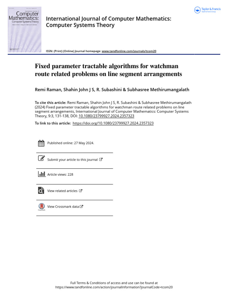 00-Fixed parameter tractable algorithms for watchman route related problems on line segment ...