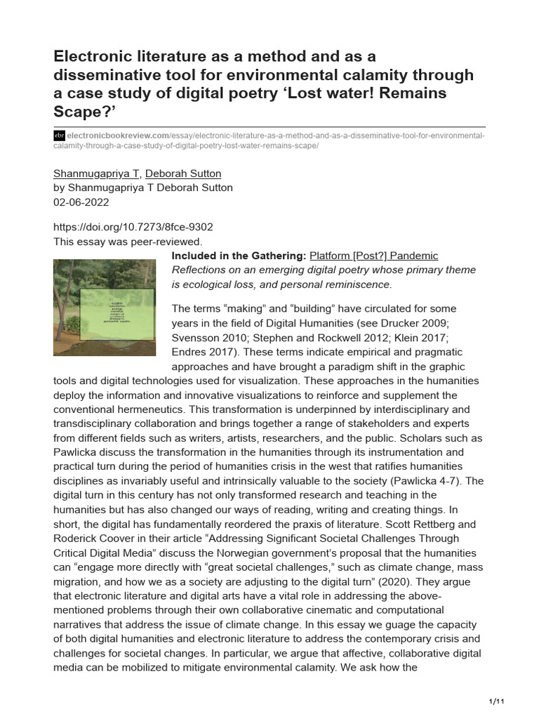 Electronic Literature As A Method and As A Disseminative Tool For ...
