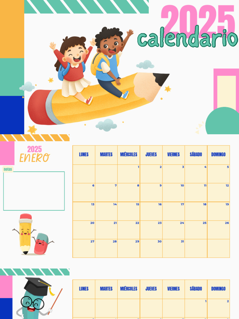 Calendario 2025 Ilustrado Colorido | PDF | Calendario