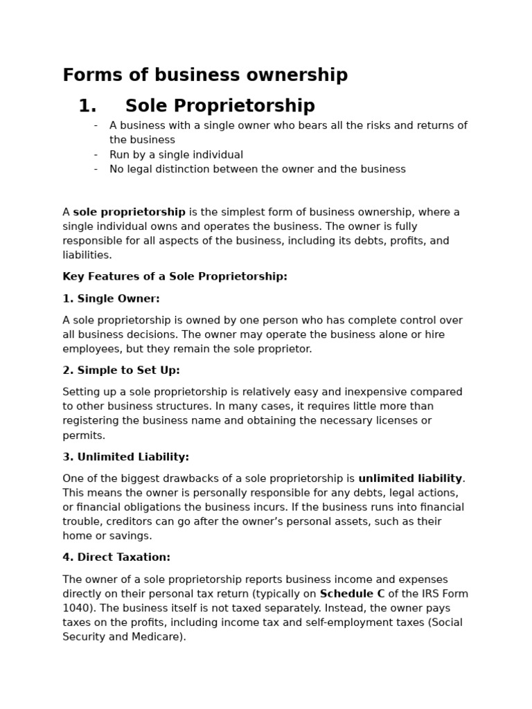Forms of Business Ownership | PDF | Partnership | Limited Liability ...