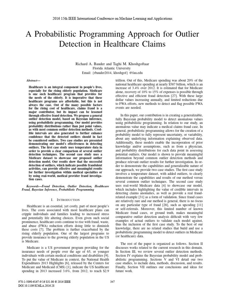A Probabilistic Programming Approach For Outlier Detection in Healthcare Claims | PDF | Outlier ...