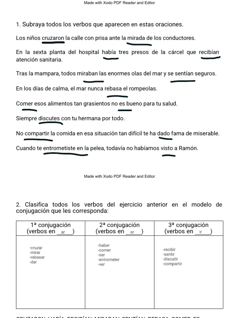 Ejercicios de Verbos en Español para Niños | PDF | Lingüística | Gramática
