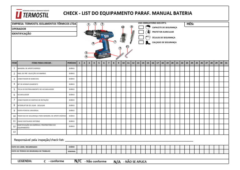 Check-list de Equipamentos Térmicos | PDF