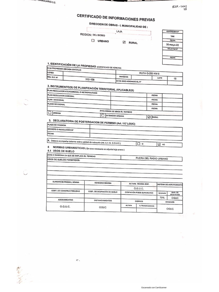 Certificado Informes Previos Laja | PDF