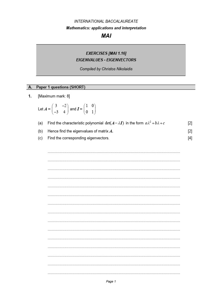 (Mai 1.16) Eigenvalues - Eigenvectors | PDF | Eigenvalues And Eigenvectors | Matrix (Mathematics)