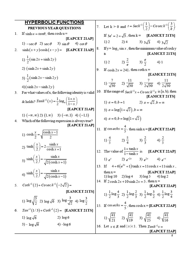 Hyperbolic Functions | PDF | Non Euclidean Geometry | Mathematical Physics