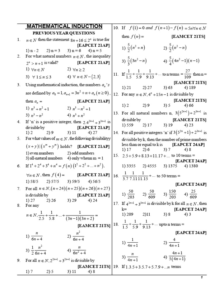 Mathematical Induction Exam Questions | PDF | Numbers | Mathematics