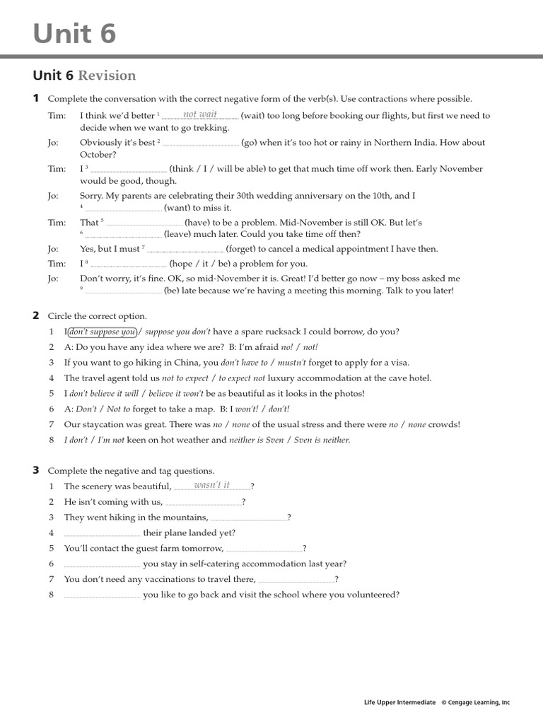 Unit 6 Revision: Negative Forms & Questions | PDF