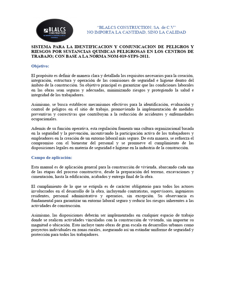 Manual Con Base A La Norma Nom-019-Stps-2011. | PDF | Derecho laboral ...