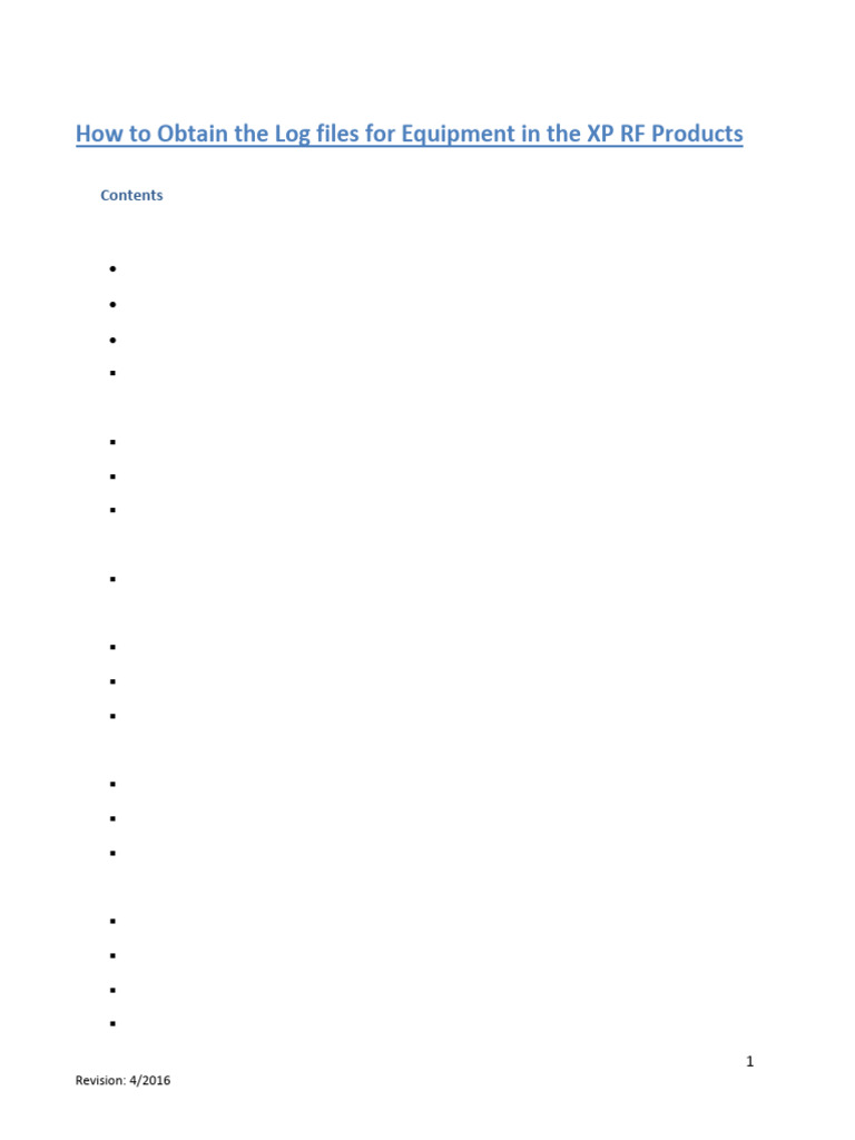 How To Obtain The Log Files For Equipment in The XP RF Products | PDF | Computer File | Backup