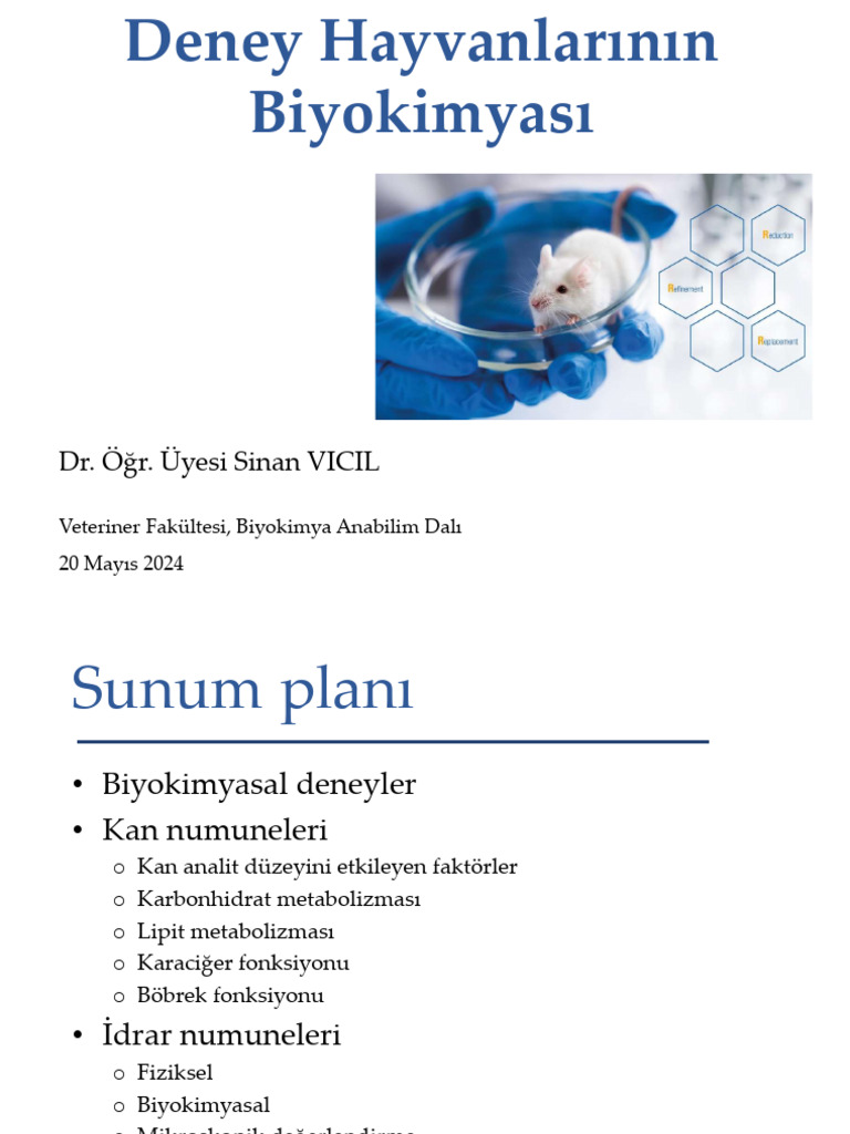 Deney Hayvanlarının Biyokimyası | PDF