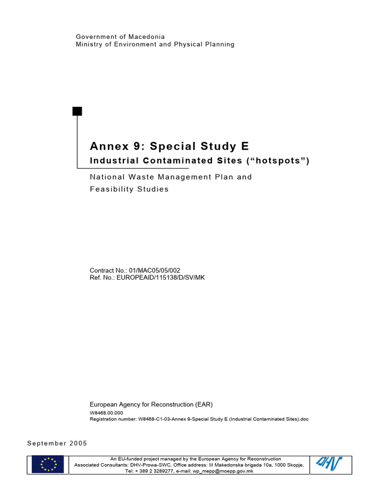 Annex 9 Special Study E Industrial Contaminated Sites | PDF | Waste ...