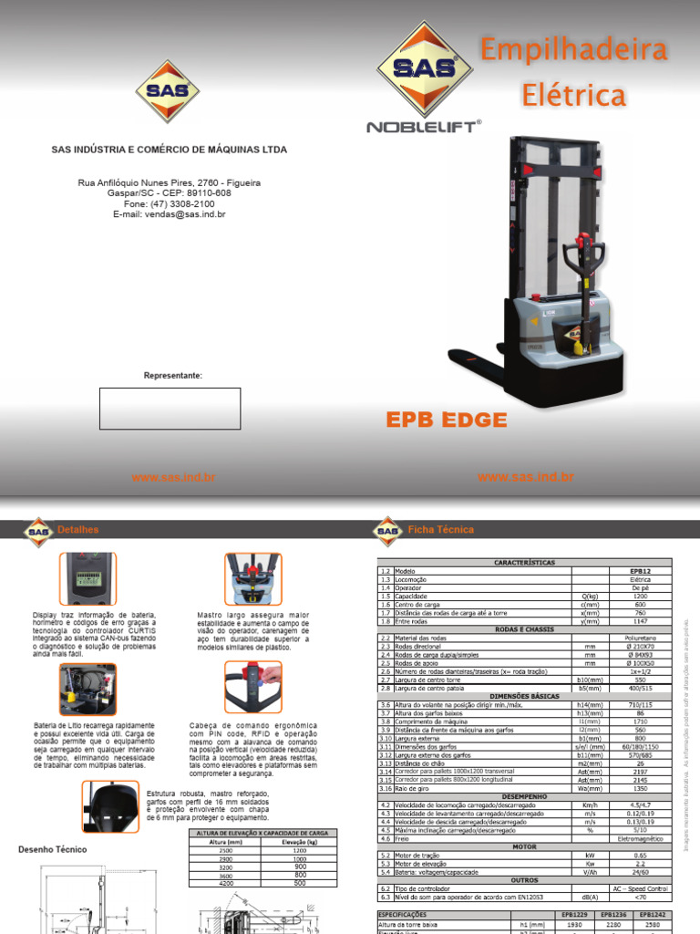 Empilhadeira Patolada Epb Edge - Sas Noblelift | PDF
