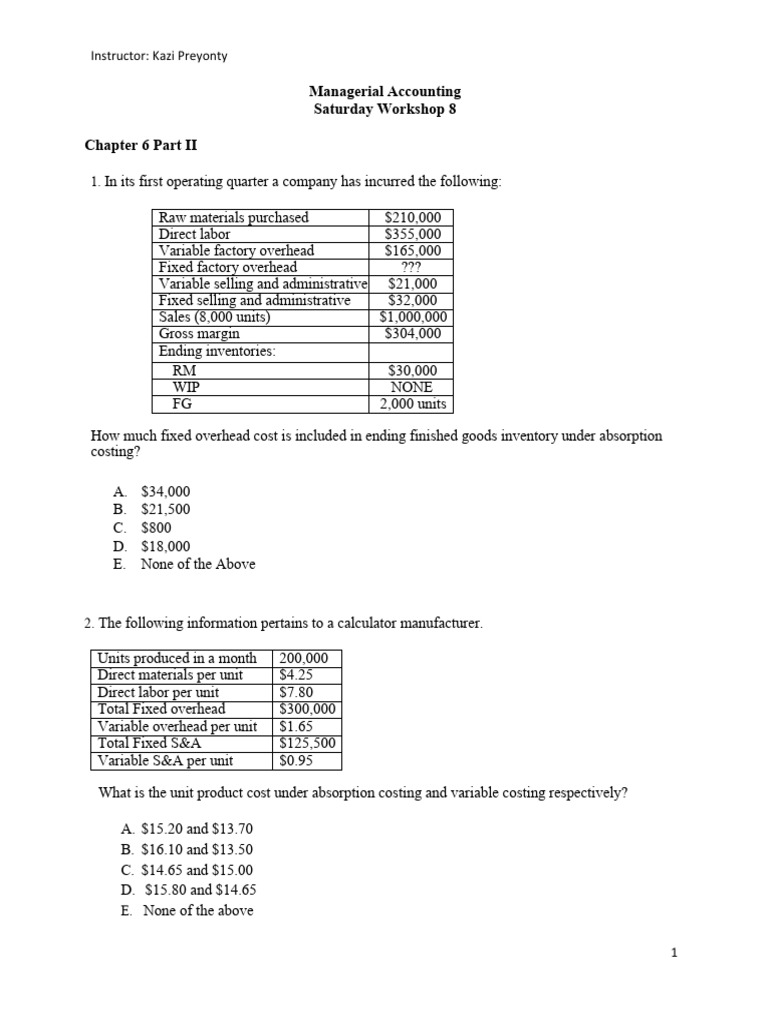 Workshop 8 Questions CH 6 II | PDF | Inventory | Economies