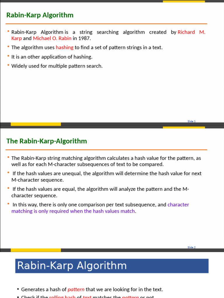 Rabin-Karp Algorithm Overview | PDF | Computer Science | String ...