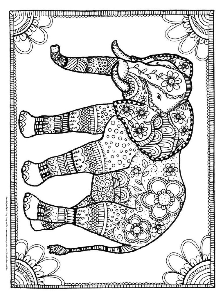A4 Size Elephant Coloring Sheets | PDF
