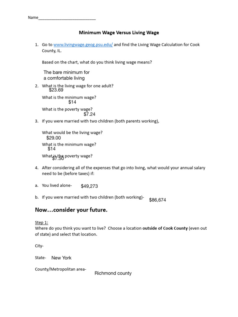 Nathan Benitez - Living Wage versus Minimum Wage | PDF | Living Wage ...