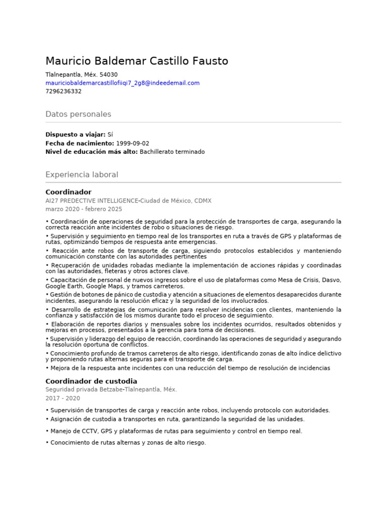 CVMauricio Baldemar Castillo Fausto | PDF