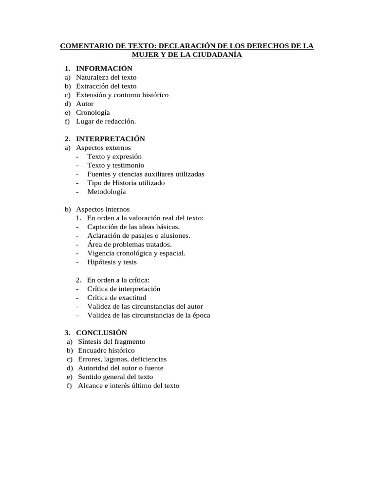 Comentario de Texto Esquema | PDF