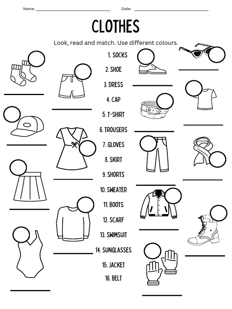Clothes Worksheet | PDF