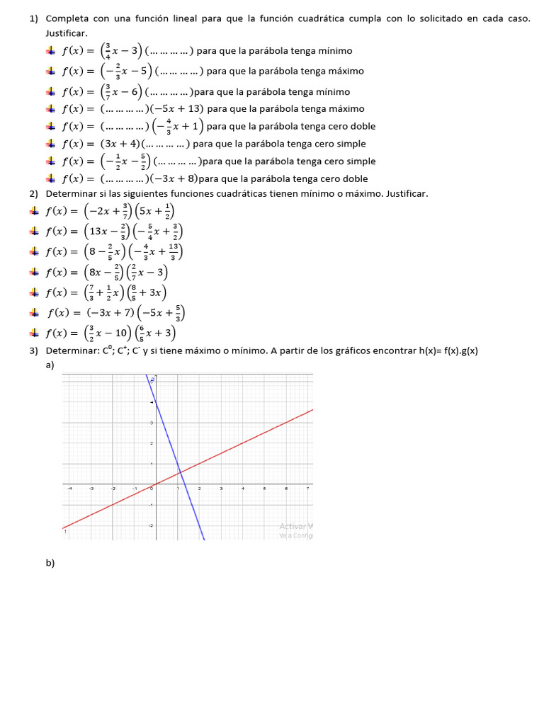 Práctico Función Cuadrática | PDF
