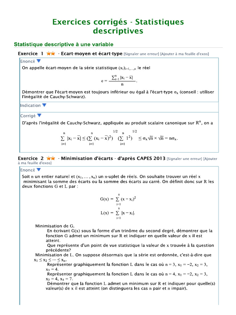 Statistiques Descriptives | PDF
