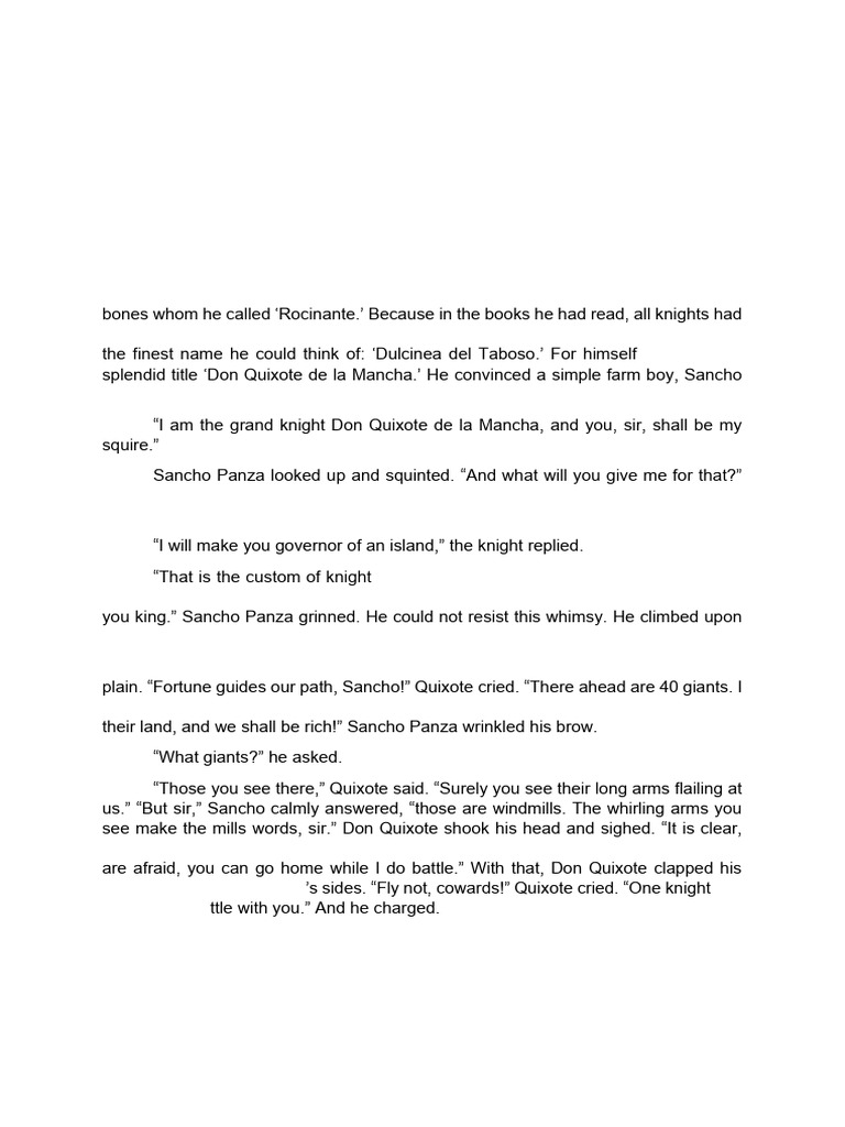 Don Quixote's Windmill Adventure | PDF | Don Quixote | Spanish Novels