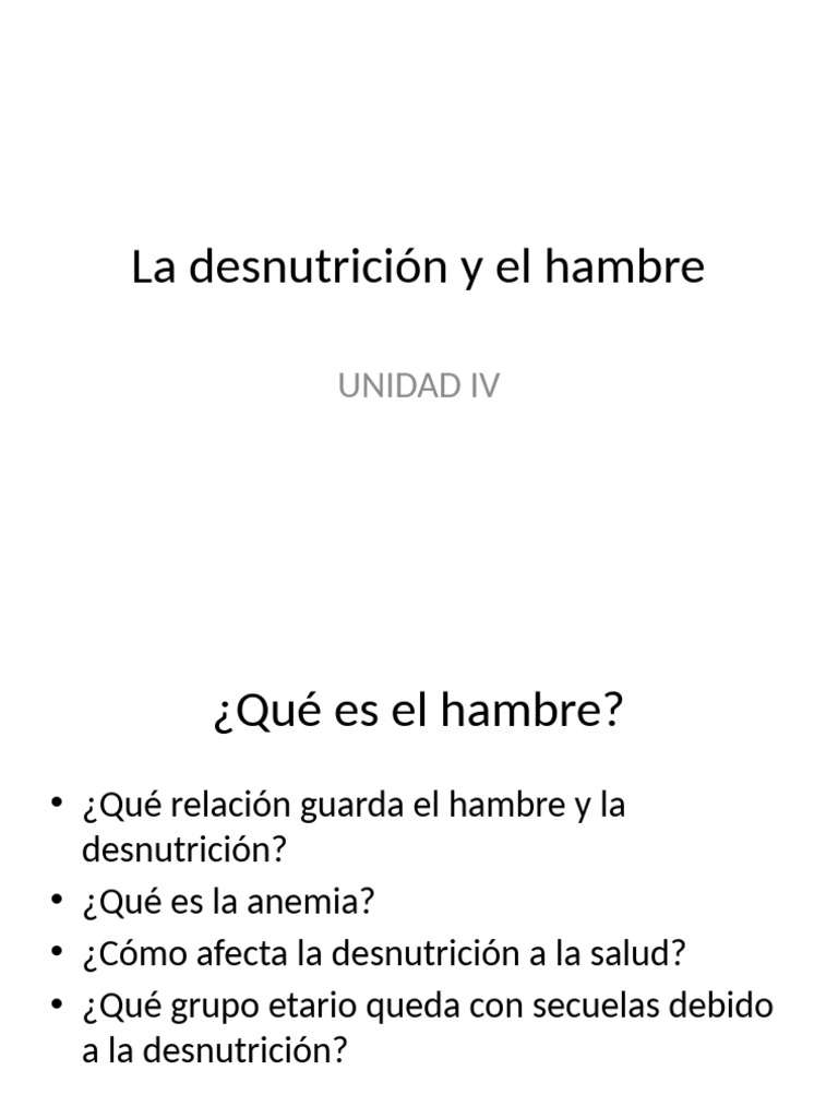 Nla Desnutrición Y El Hambre Tema 14 Pdf