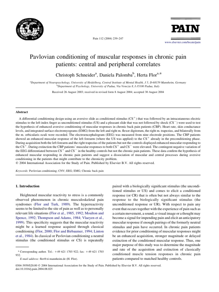 Schneider (2004) Pavlovian Conditioning of Muscular Responses in ...