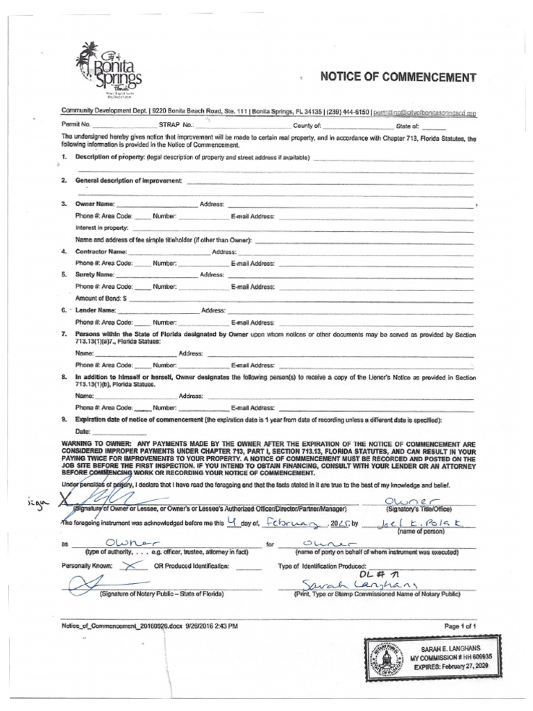 Notice of Commencement | PDF