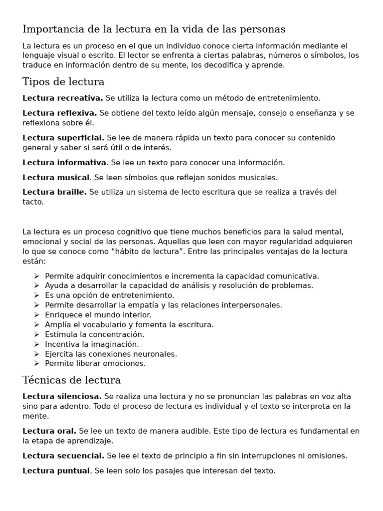 Beneficios de la lectura en la vida diaria | PDF | Las emociones | Cerebro