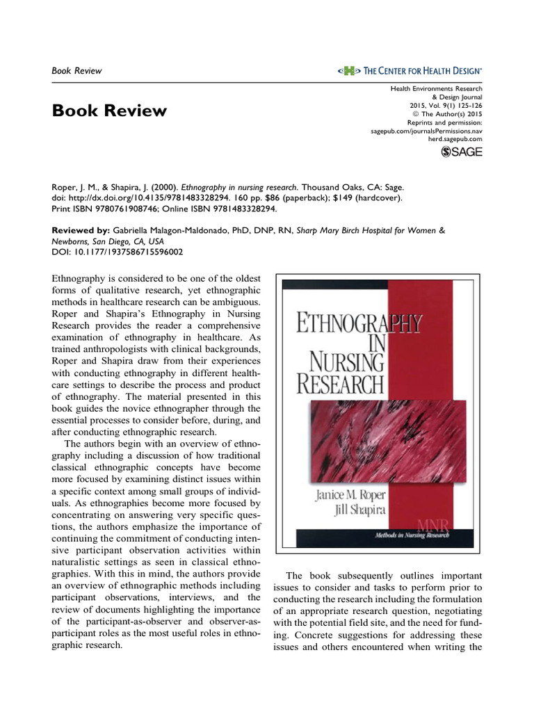 Book Review - Ethnography in Nursing Research | PDF | Ethnography | Data