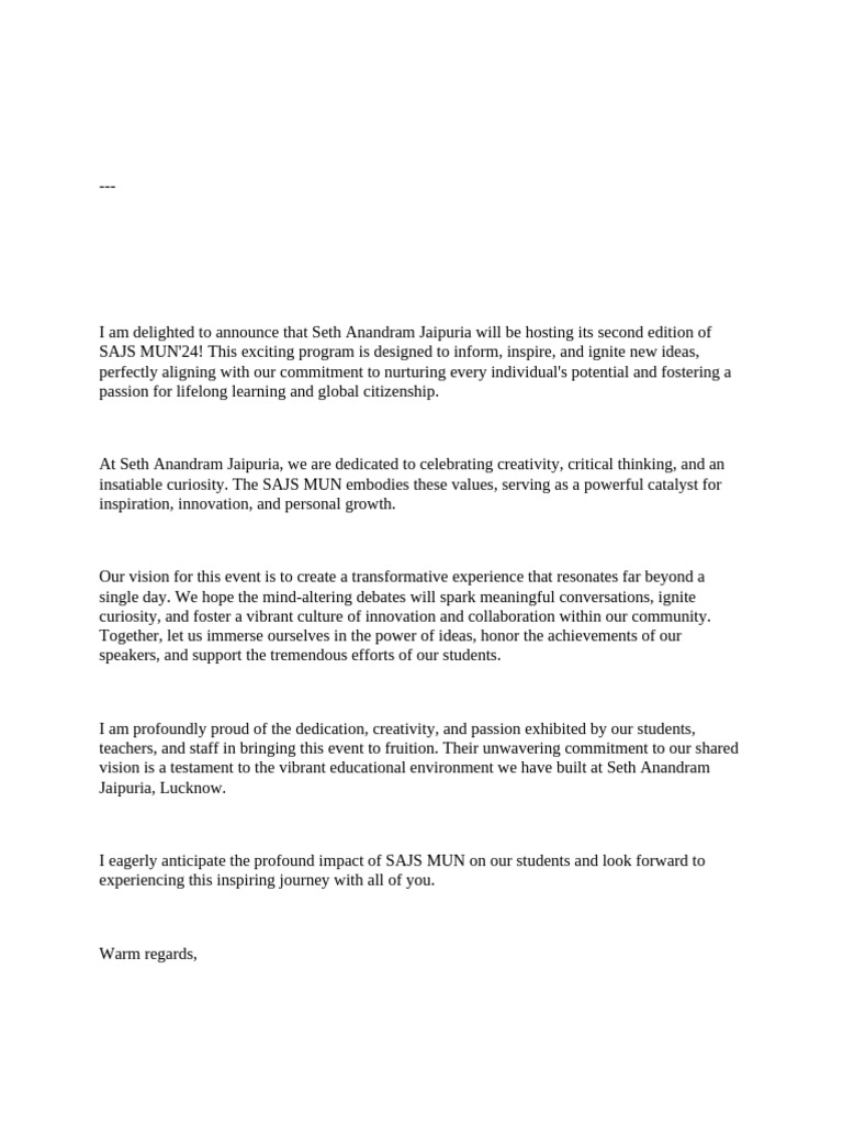 Message From Principal | PDF