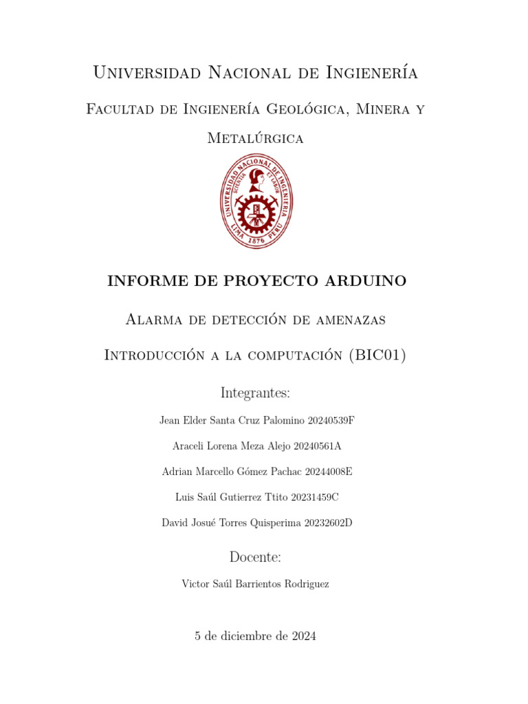 Informe de Proyecto Arduino | PDF | Arduino | Informática