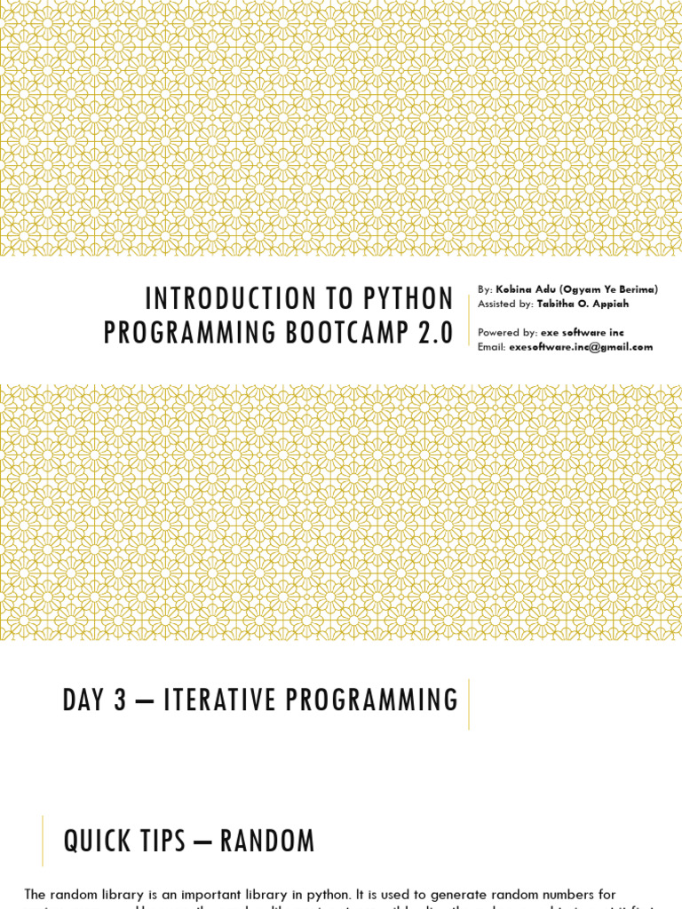 Day 4 - While and For Loops | PDF | Control Flow | Programming Paradigms