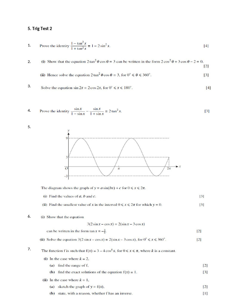 Trig Test 2 | PDF
