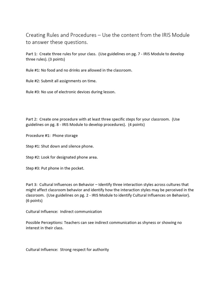 Creating Rules and Procedures Use The Content From The IRIS Module To ...