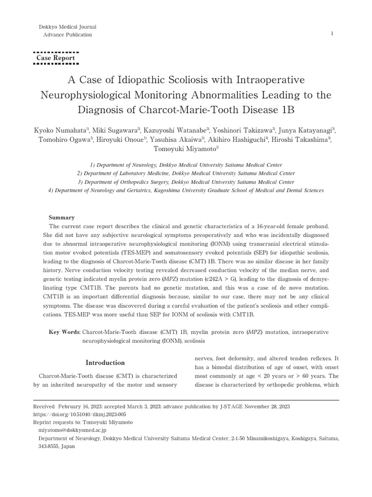 2023 DMJ A Case of Idiopathic Scoliosis With Intraoperative Neurophysiological Monitoring ...
