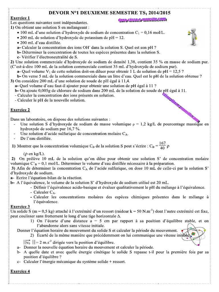 devoir-n-1-deuxieme-semestre-ts1-2014-2015 | PDF