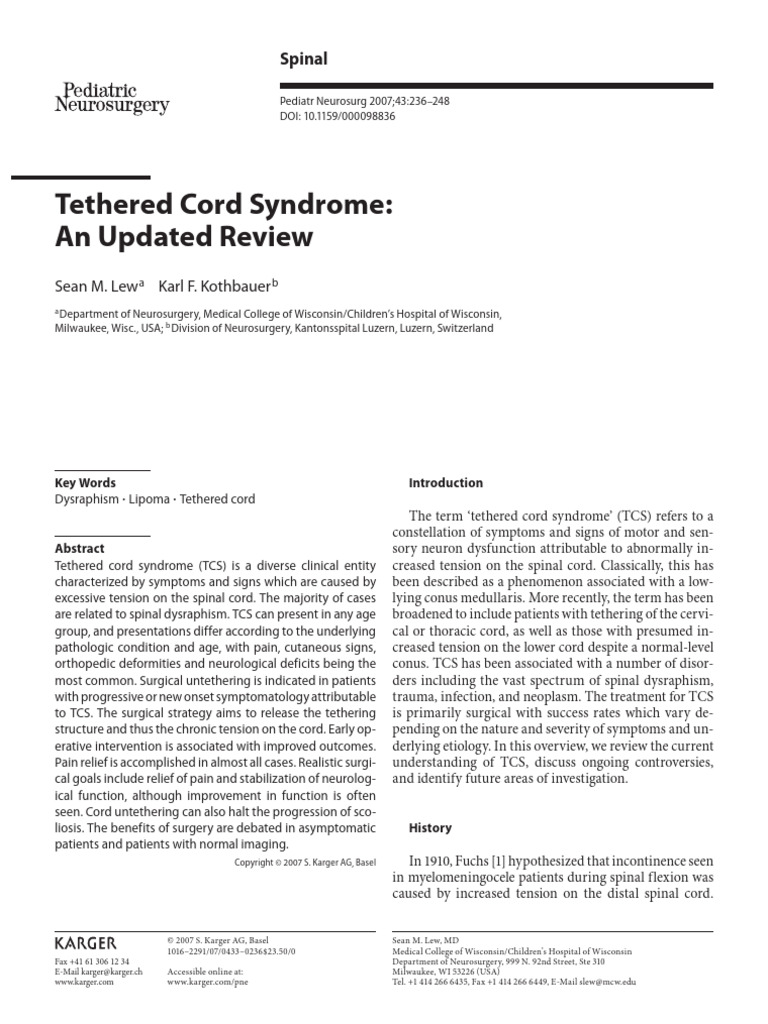 Tethered Cord Syndrome Overview | PDF | Nervous System
