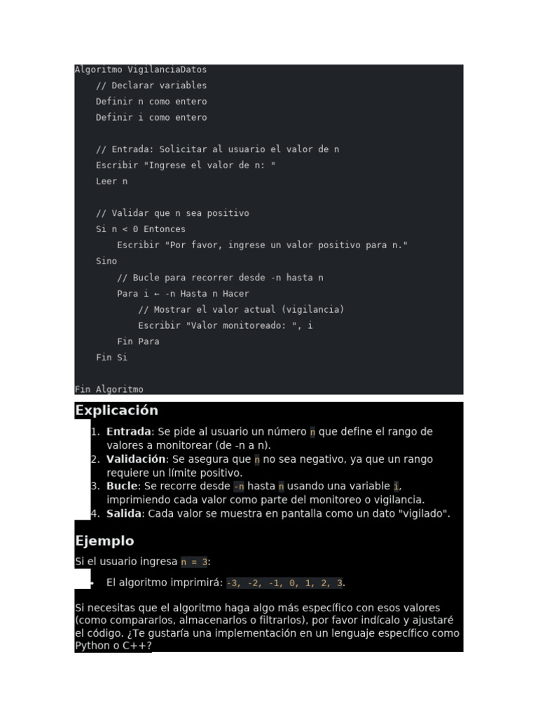 Algoritmo VigilanciaDatos y Estado Del Dato | PDF | Algoritmos | Programación de computadoras