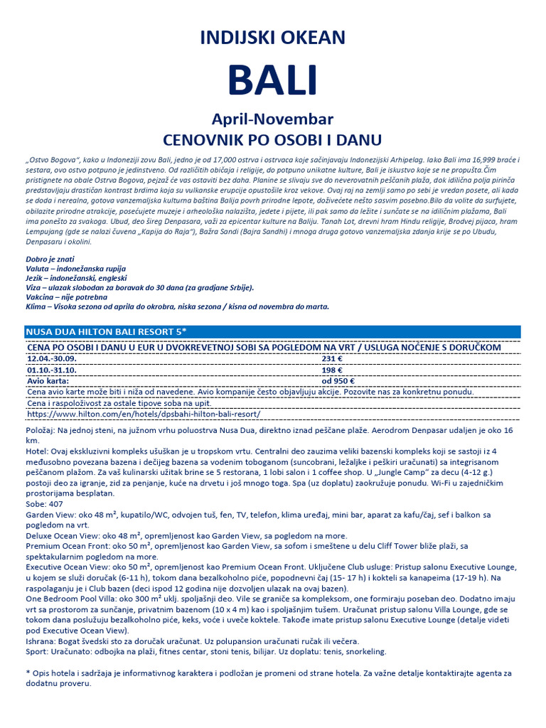Bali Aranzmani | PDF
